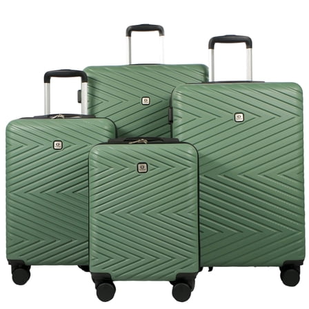 Yougu Hardshell Luggage Sets 3 Piece Double Spinner 8 Wheels Suitcase ...