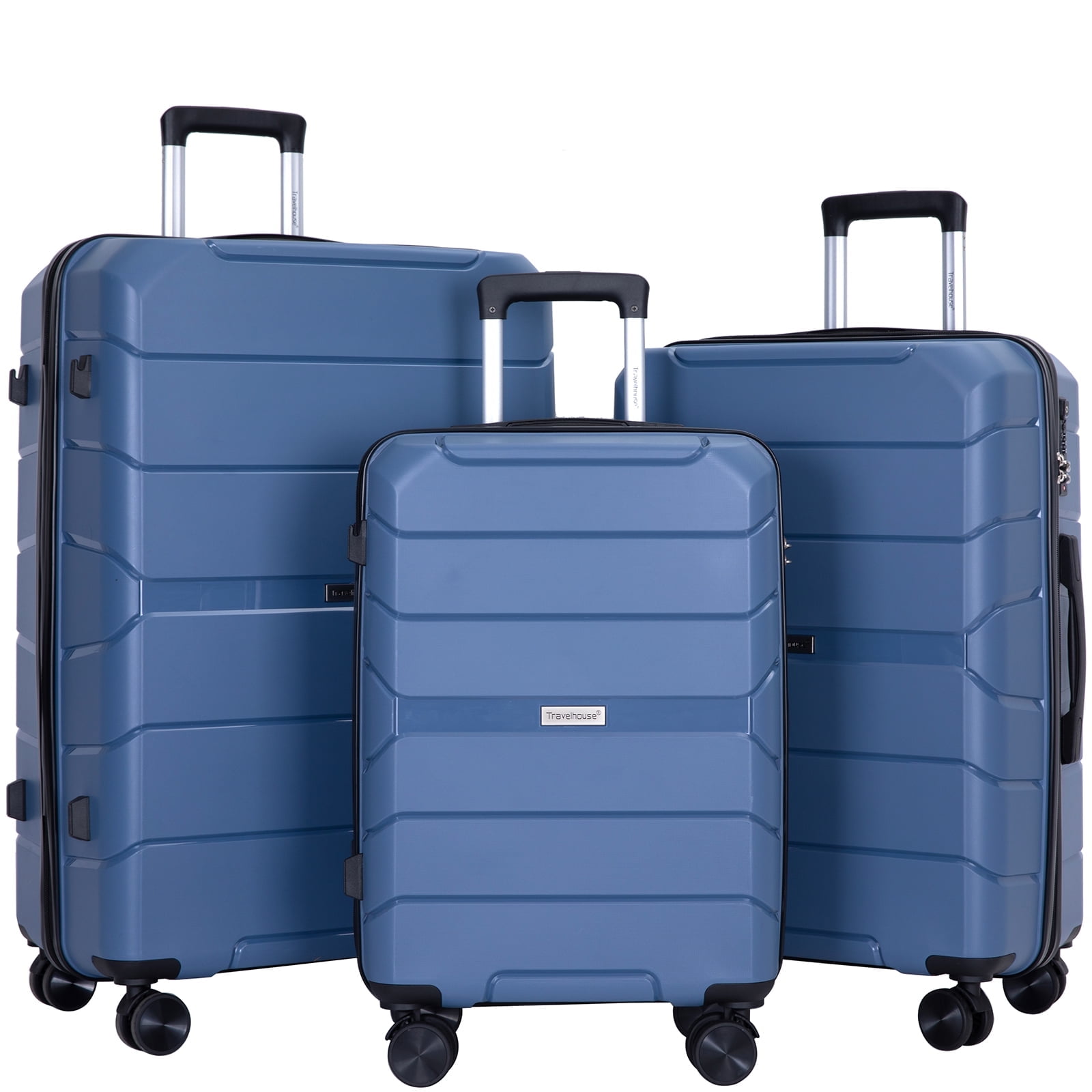 Travelhouse Hardside Luggage 3 Piece Set Hardshell Lightweight PP ...