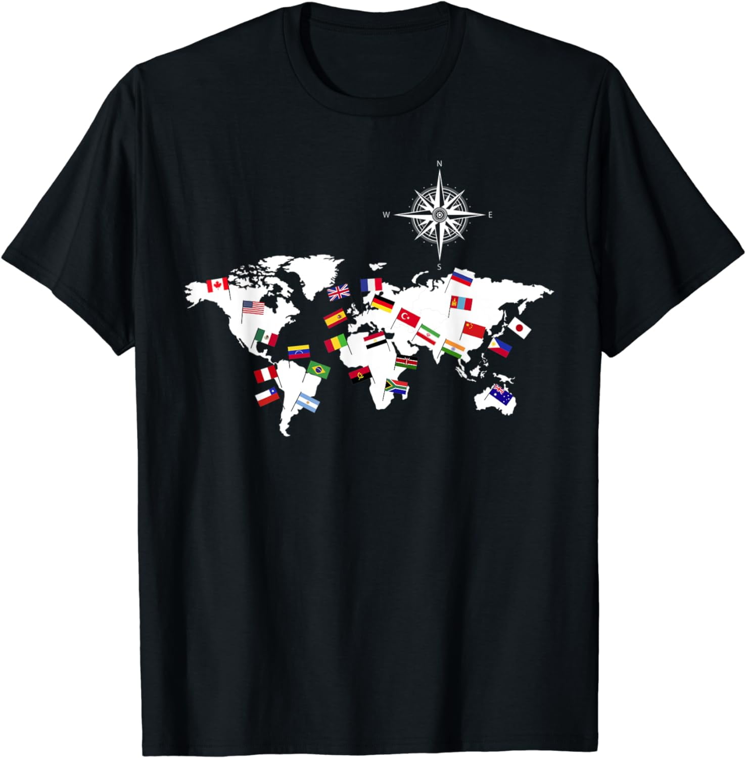Traveling Country Flags World Map Traveler World Flags T-Shirt - Walmart.com