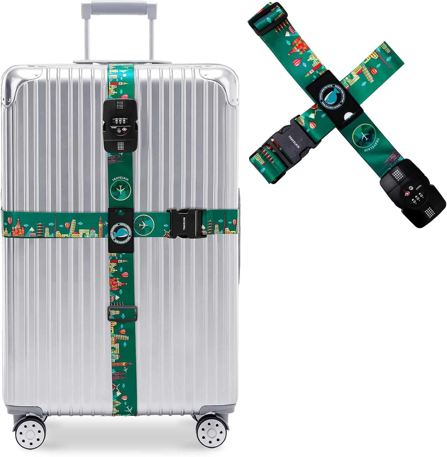 Travelkin Luggage Straps TSA Approved - Adjustable Cross Suitcase with ...