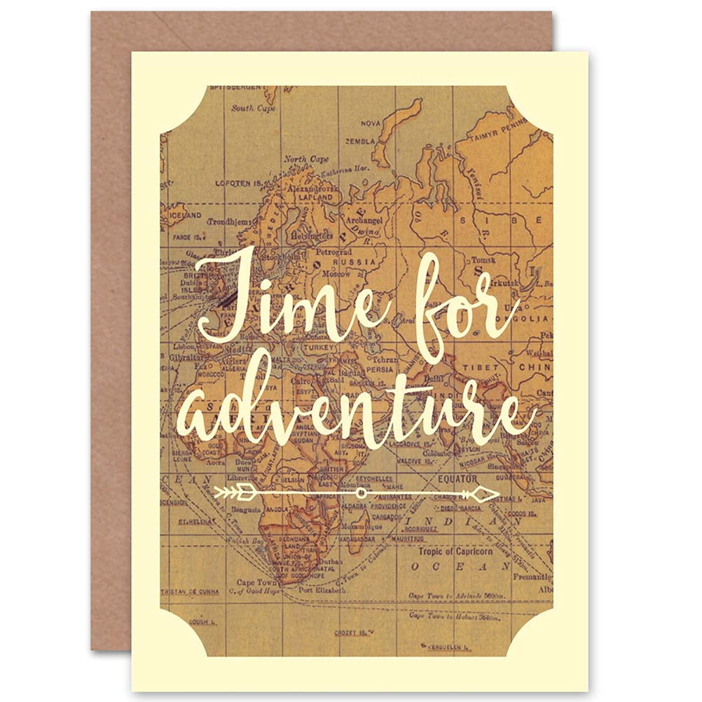 Traveller Bon Voyage Adventure Leaving Work Home Old Map Greeting Card ...