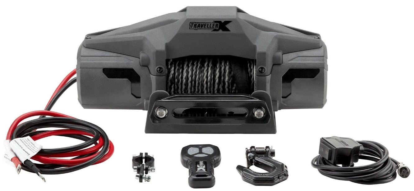 TravellerX EWV6000FSR Synthetic Rope Winch w/ Wireless Remote -6,000lb ...
