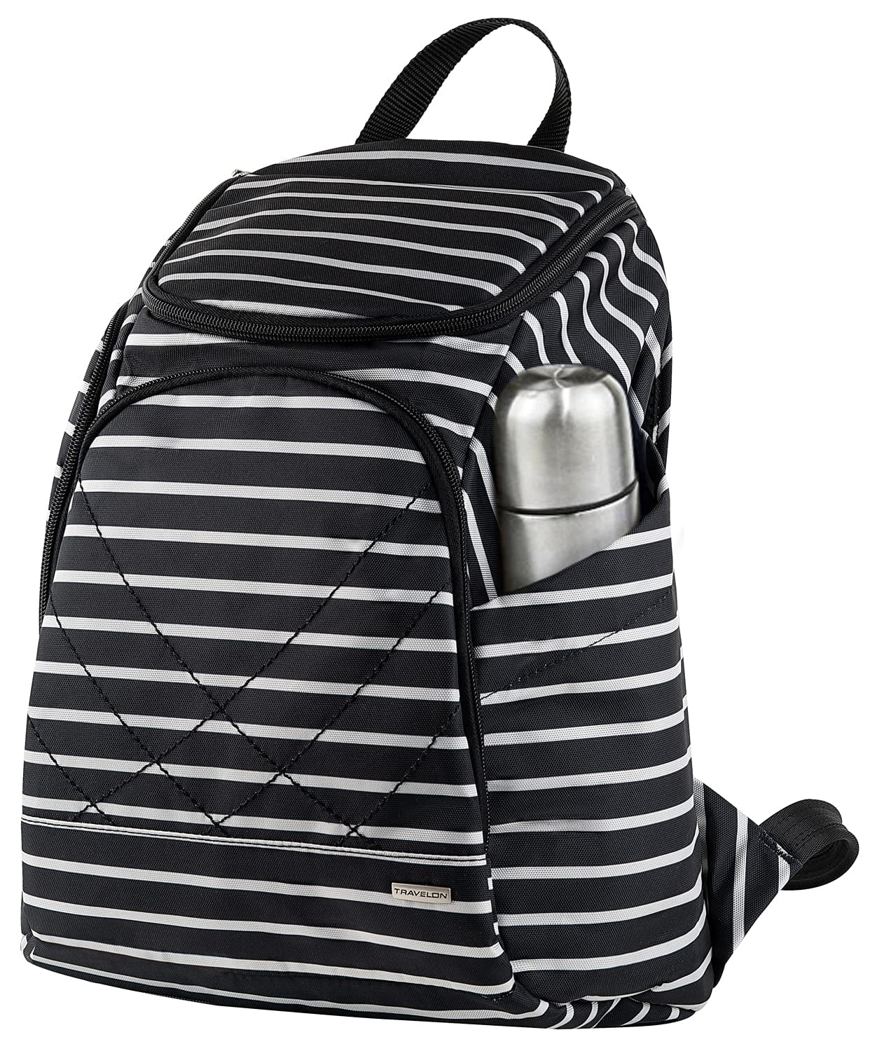Travelon Anti Theft Classic Backpack (BLACK w/WHITE STRIPE) C60 ...