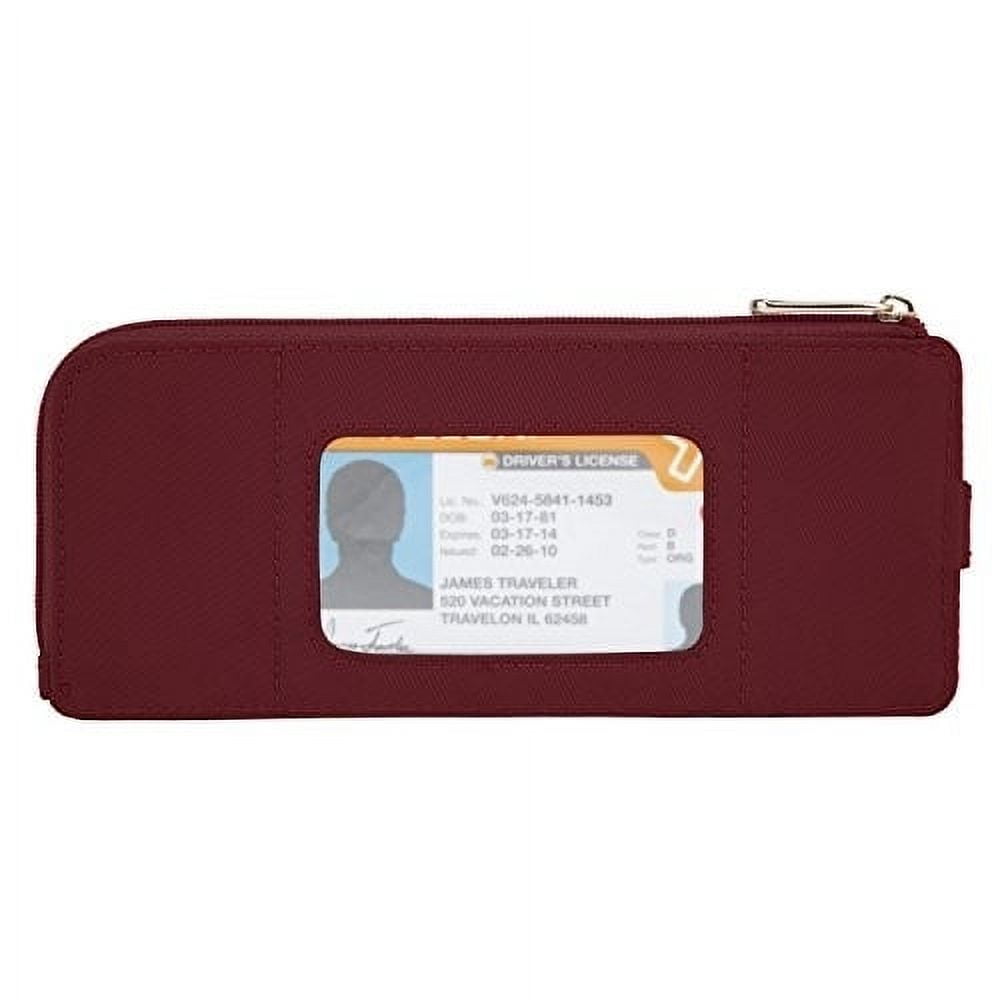 Travelon Women's Tailored Corner Zip Slim Wallet, Garnet, One Size ...