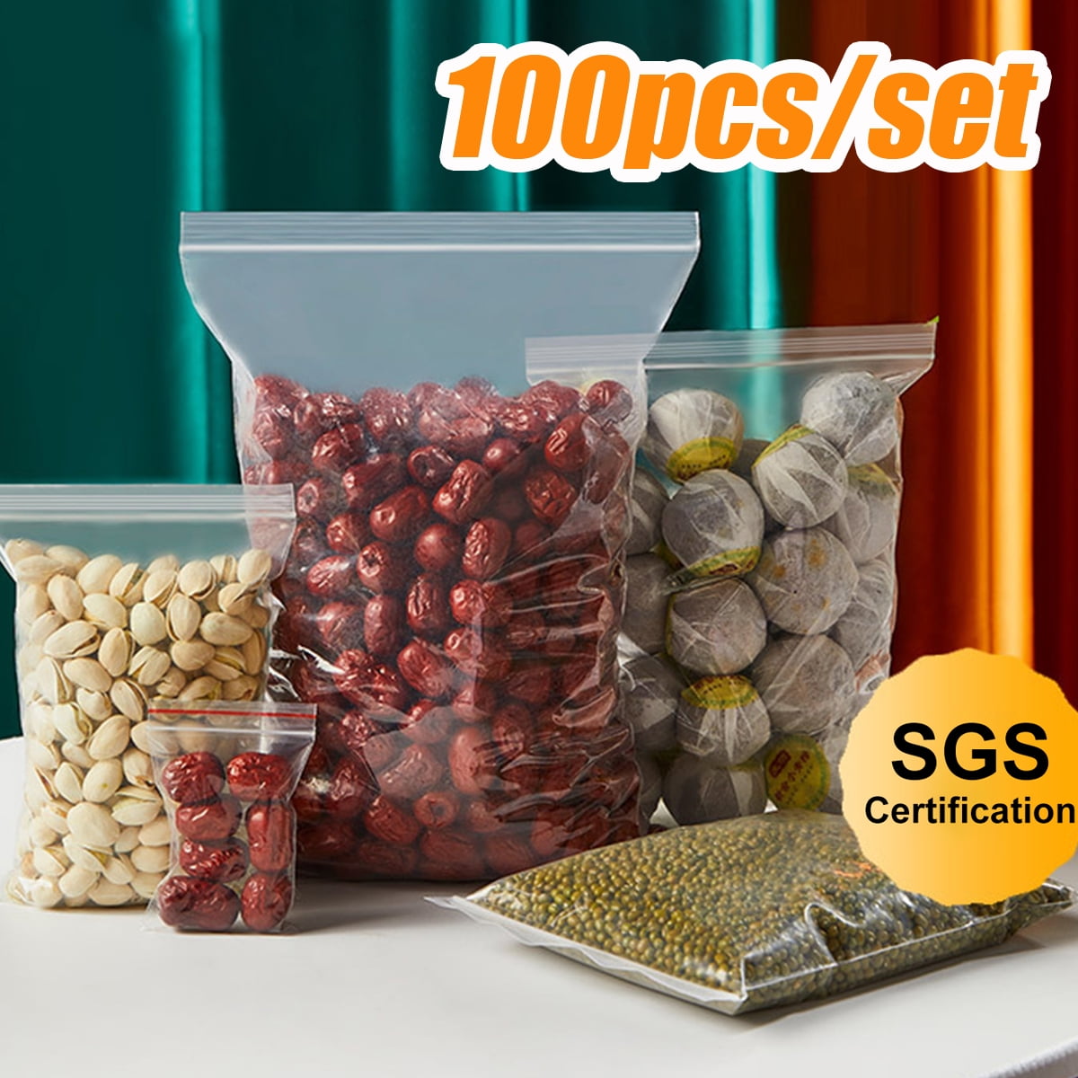 Travelwant 100Pcs/Set Reusable Food Storage Bags - BPA FREE Flat ...