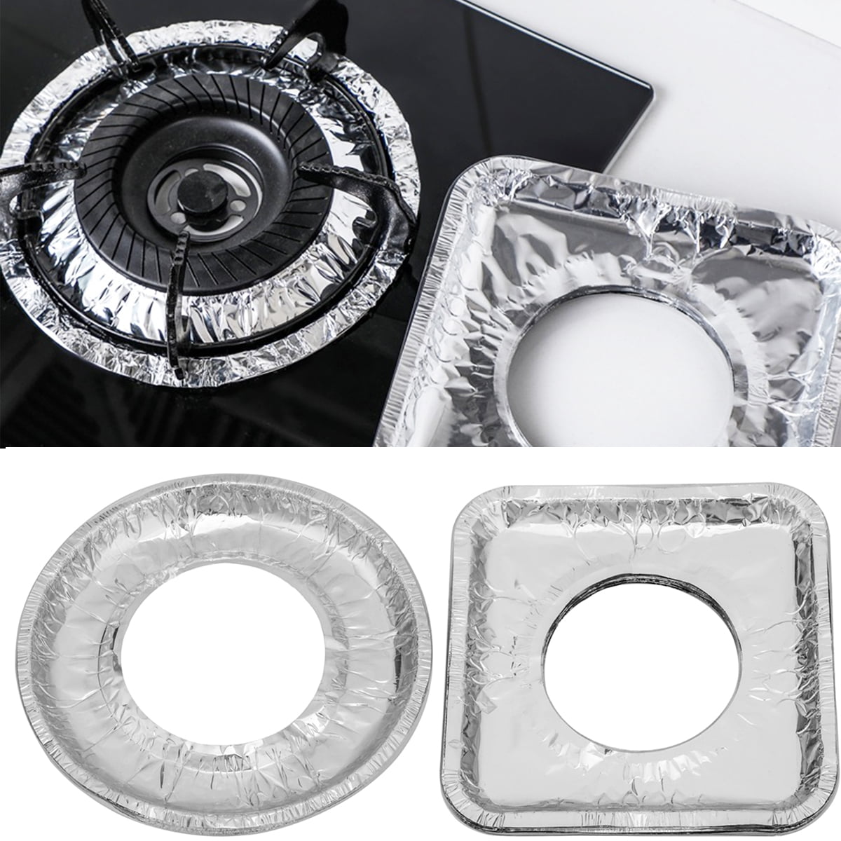 Travelwant 10Pcs Aluminum Foil Square Stove Burner Covers Stove Burner ...