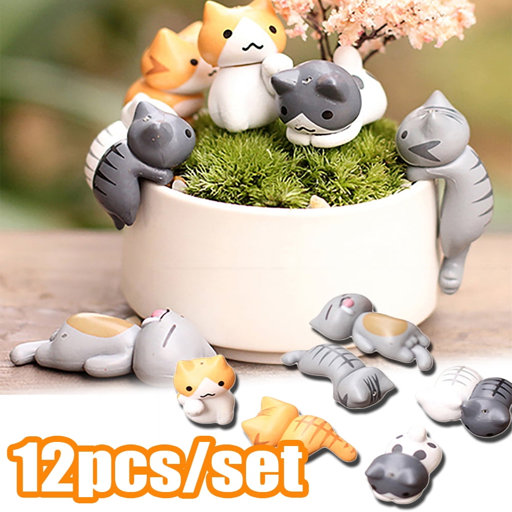 Travelwant 12 Packs Cute Miniature Garden Cats Landscape Lovely Cats ...