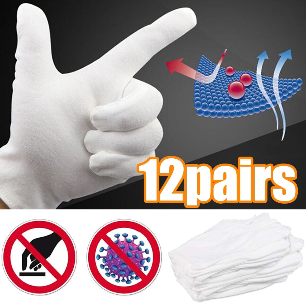 Travelwant 12 Pairs White Cotton Gloves, Cotton Gloves Large Cloth ...