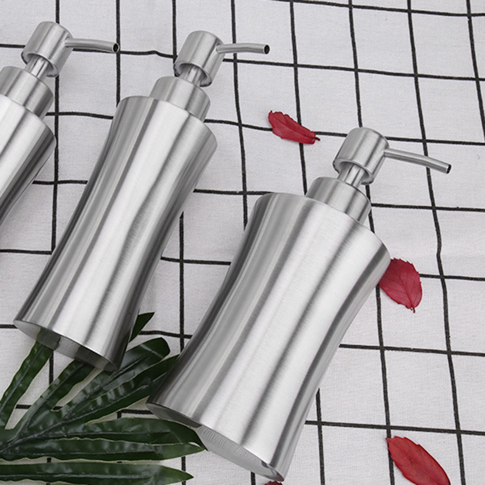 Travelwant 250ml/400ml Soap Dispenser with Non-Slip Coaster，Brushed ...