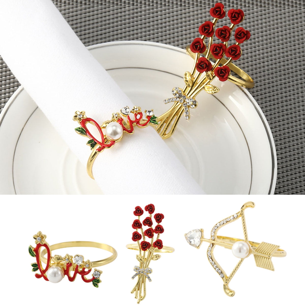 Travelwant 2Packs Valentine's Day Napkin Rings, Napkin Ring Holders for ...