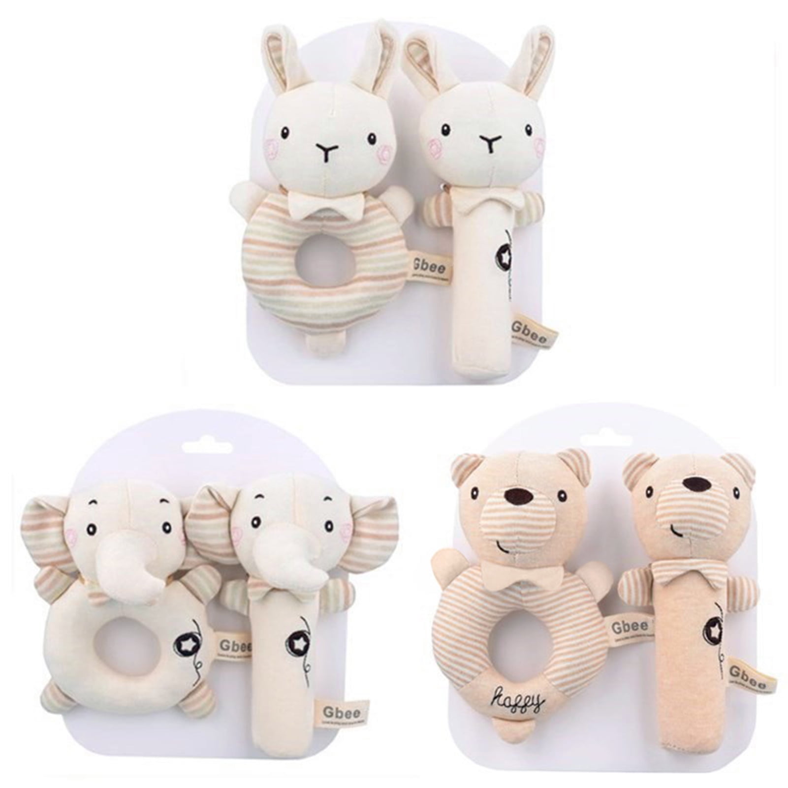 Travelwant 2Pcs Baby Rattles Toys Soft Plush Hand Rattles Hand Grip ...