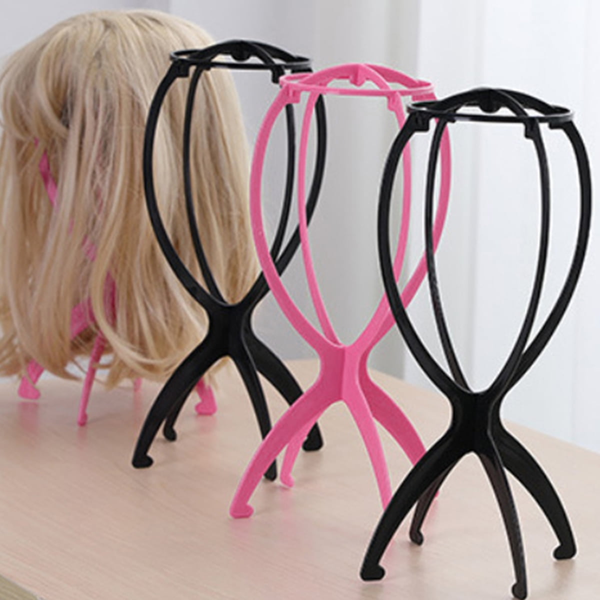Travelwant 2Pcs/Set Wig Stand Holder, Premium Portable Collapsible Wig ...