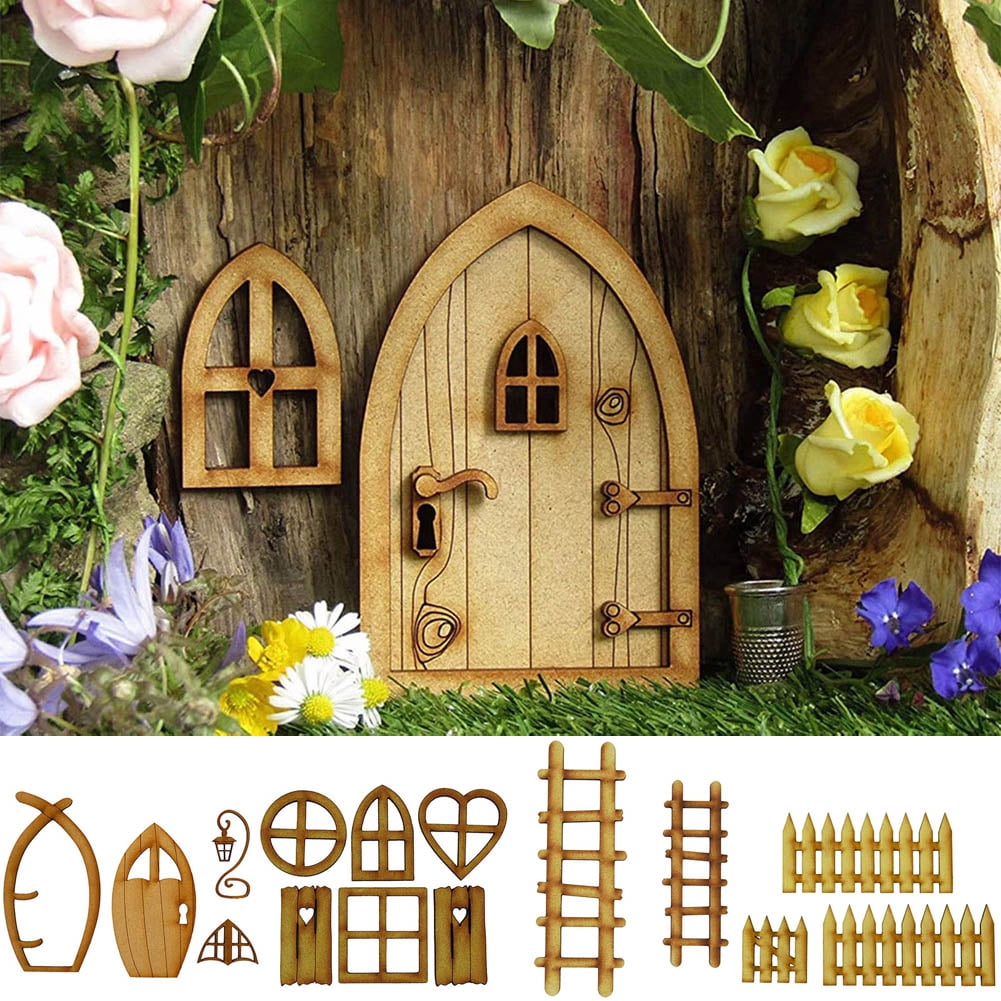 Travelwant 3 Sets Miniature Fairy Home Windows and Door- Door Windows ...