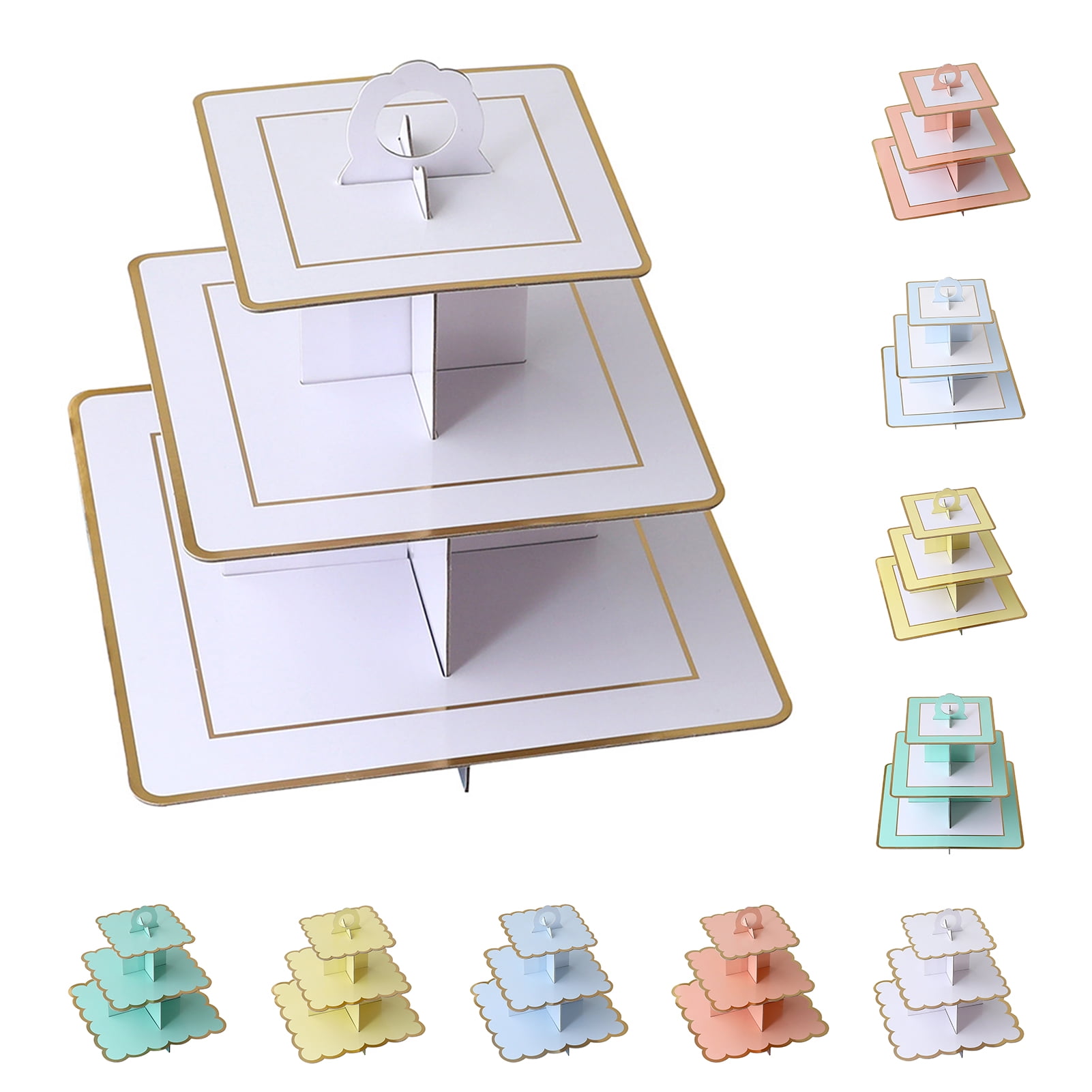 Travelwant 3-Tier Round Cardboard Cupcake Stand for 24 Cupcakes ...