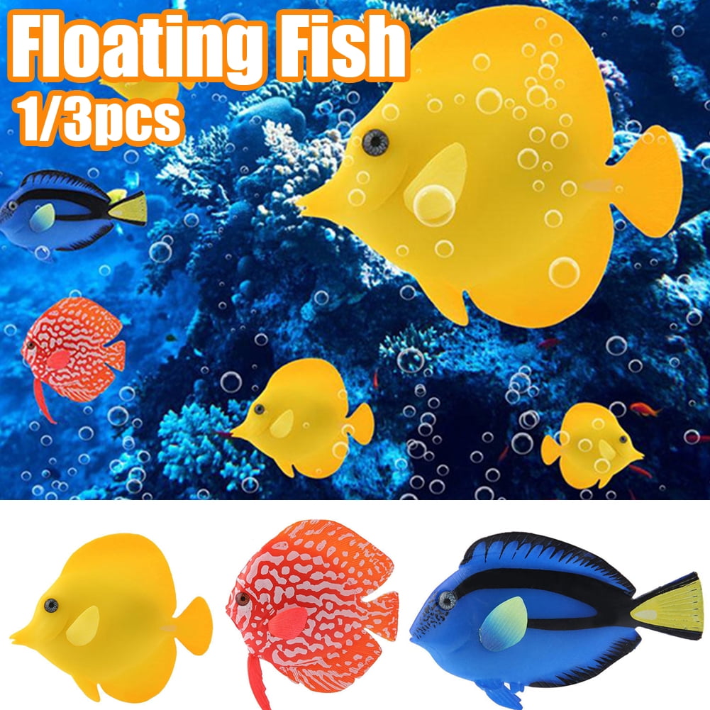 Travelwant 3Packs Artificial Fish Aquarium Silicone Floating Glowing ...