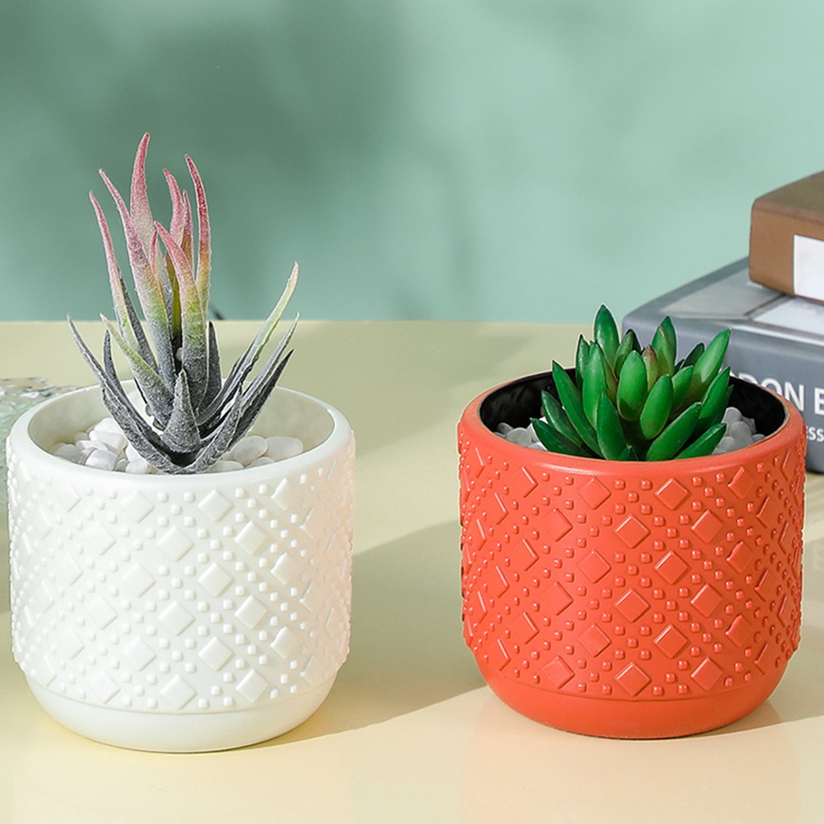 Travelwant 3Packs Flower Planter Ceramic Plant Pots with Drainage Holes ...