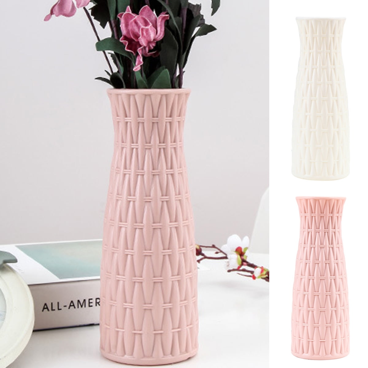 Travelwant 3Packs Plastic Vase for Flowers Unbreakable ,Ceramic Look ...