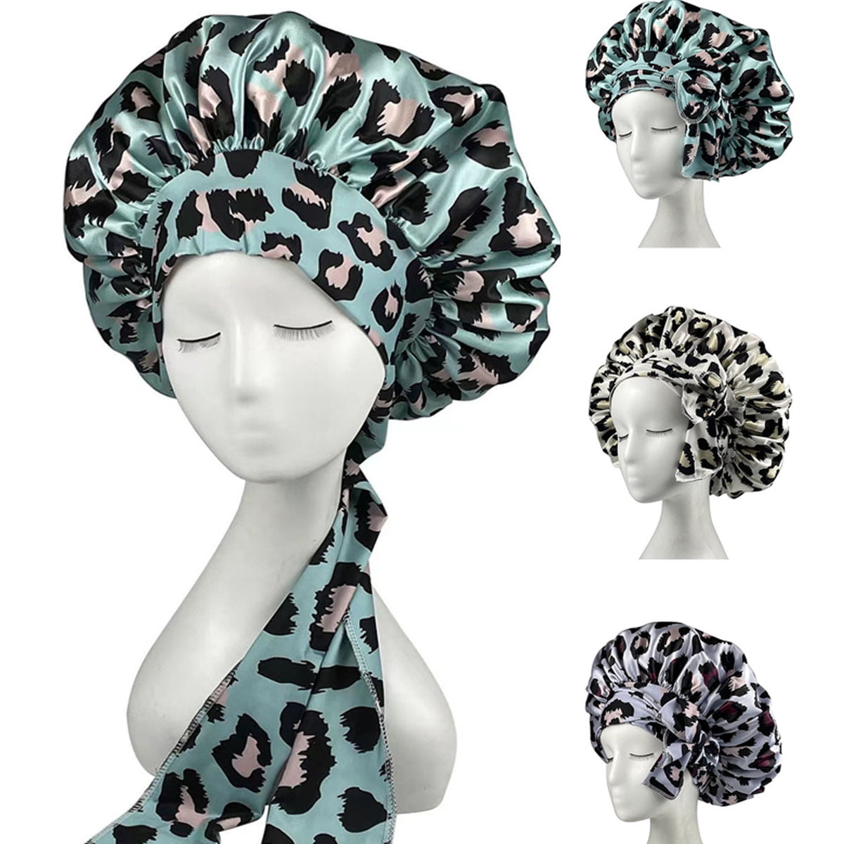 Travelwant 3Pcs Satin Bonnet Silk Bonnet with Elastic Tie Band ...