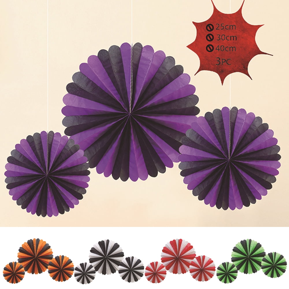 Travelwant 3Pcs/Set Paper Fan Flower，Paper Fans Set Hanging Pinwheels ...