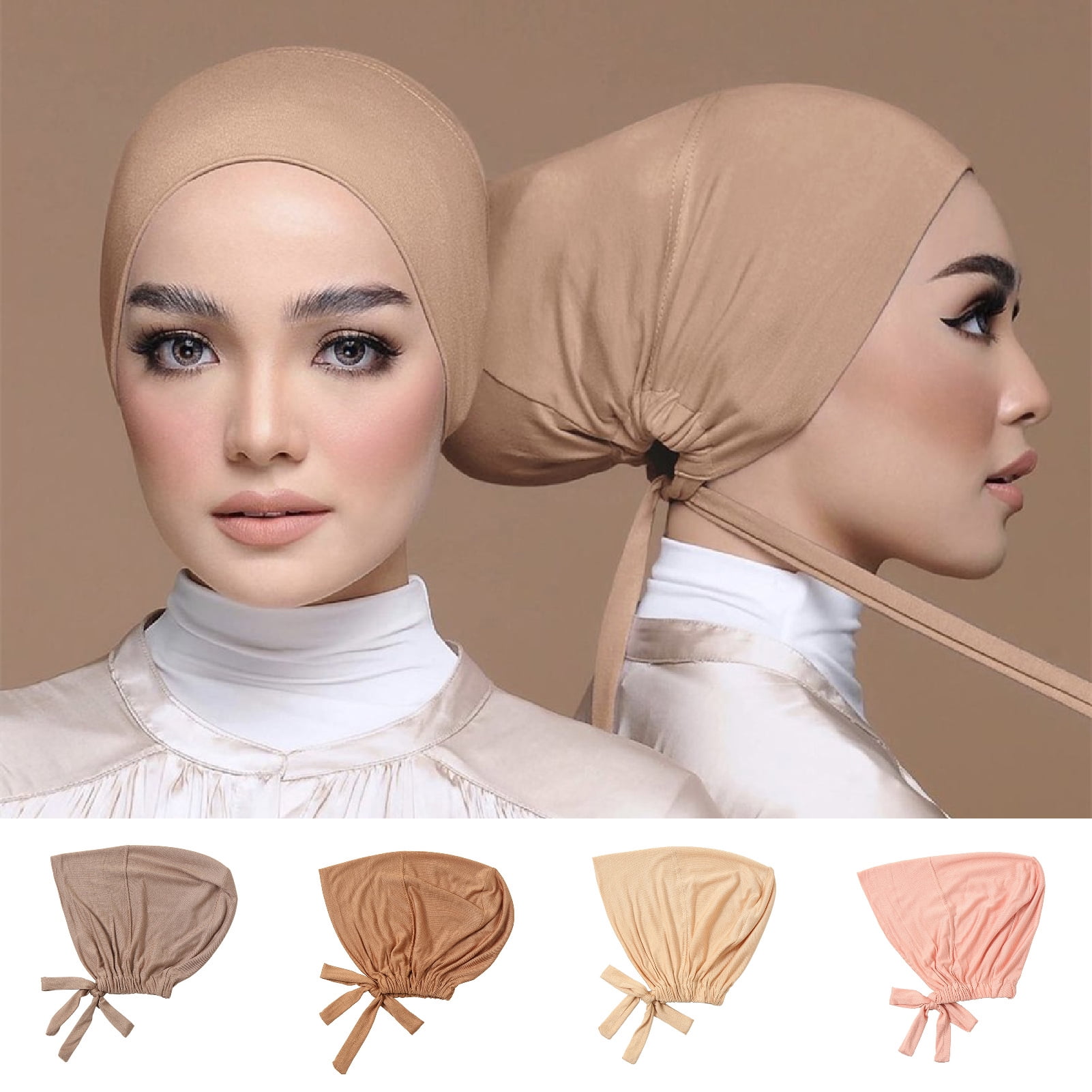 Travelwant 3Pcs/Set Women Under Scarf Hat Hijab Cap Islamic Muslim ...
