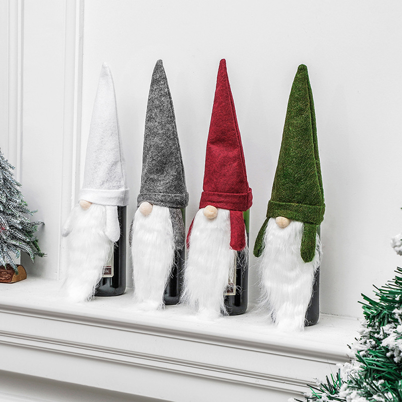 Travelwant 4Packs Christmas Gnome Wine Bottle Covers, Handmade Tomte ...