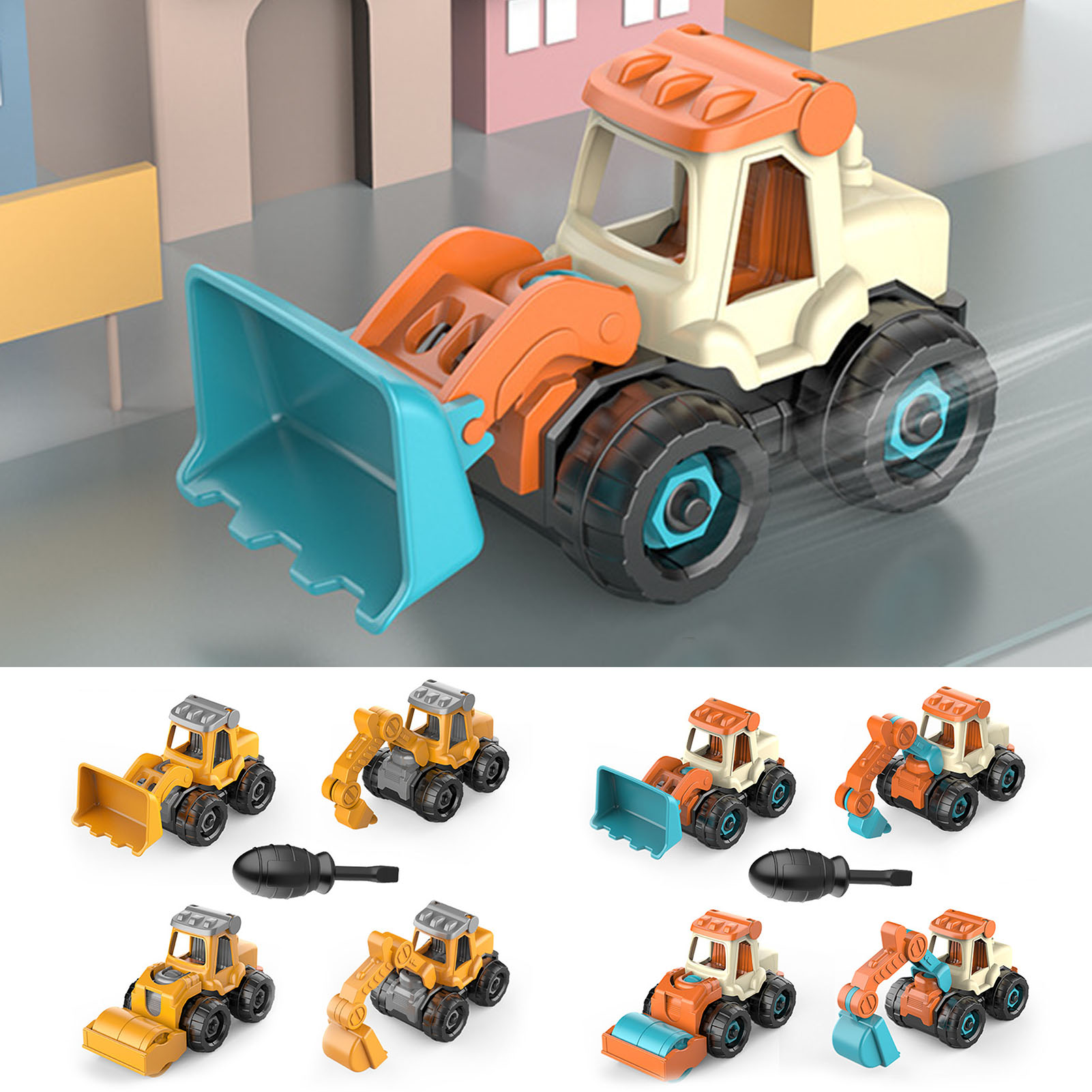 Travelwant 4Pcs/Set Toy Construction Vehicles, Construction Trucks ...