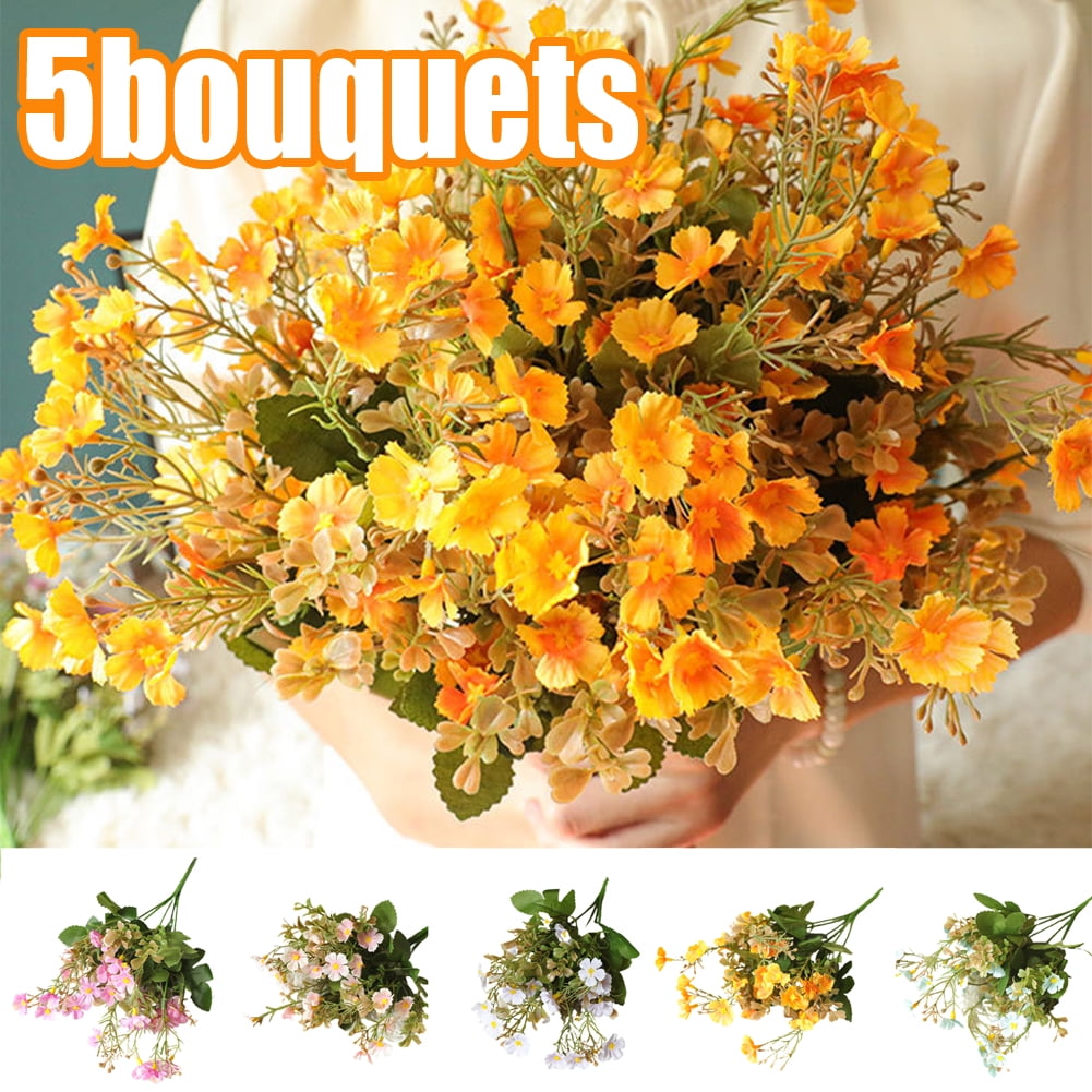 Travelwant 5 Bouquets Artificial Fake Flowers Daisies Bulk Bouquets for ...