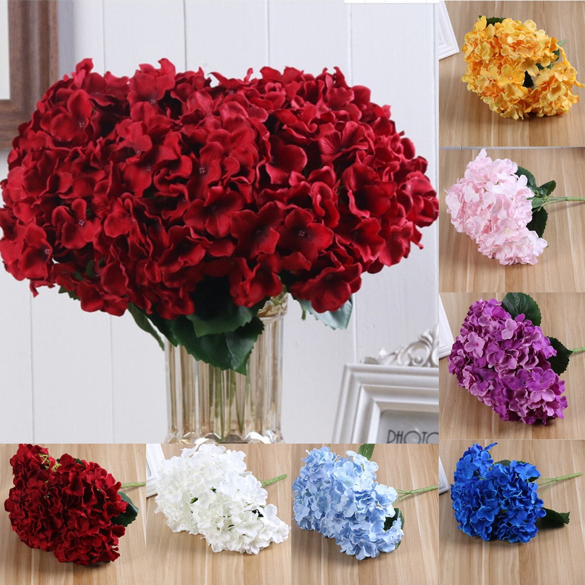 Travelwant 5 Heads Silk Hydrangea Heads with Stems,Hydrangea Silk ...