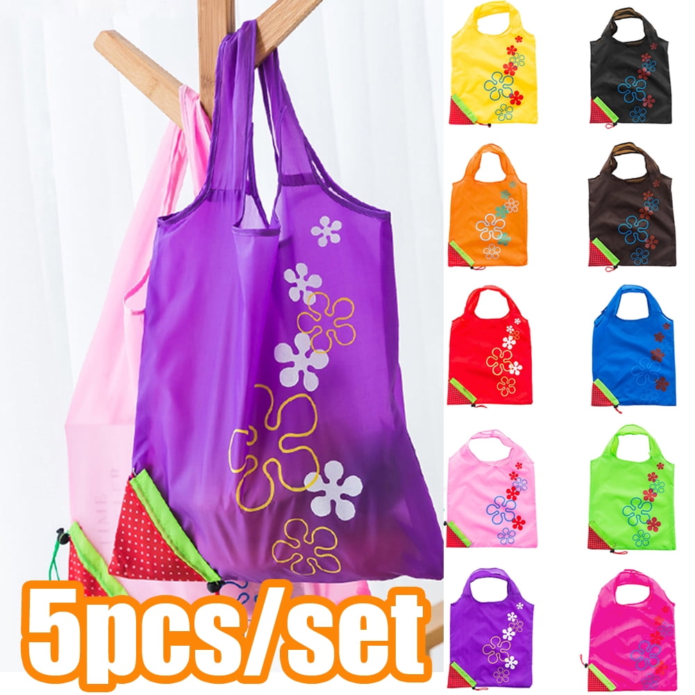 Travelwant 5 Packs Reusable Grocery Bags Lightweight Durable Shopping Bags Washable Foldable ...