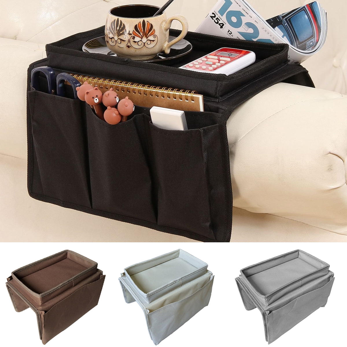 Travelwant 5 Pockets TV Remote Control Holder Couch Sofa Tray Armrest ...