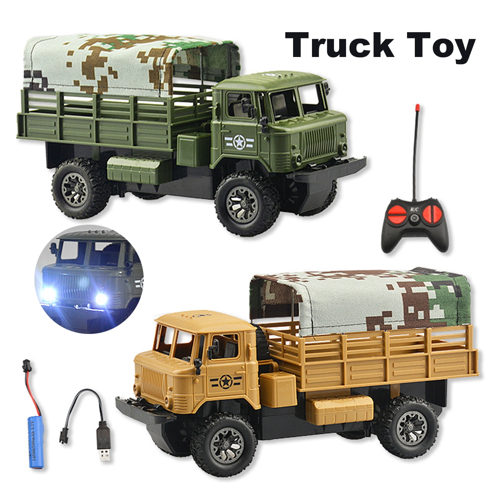 Travelwant 50 Minutes Playing Time RC Military Truck, Off-Road Remote ...