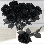 10 Pack Black Rose Artificial Flower Single Stem Fake Silk Flowers ...