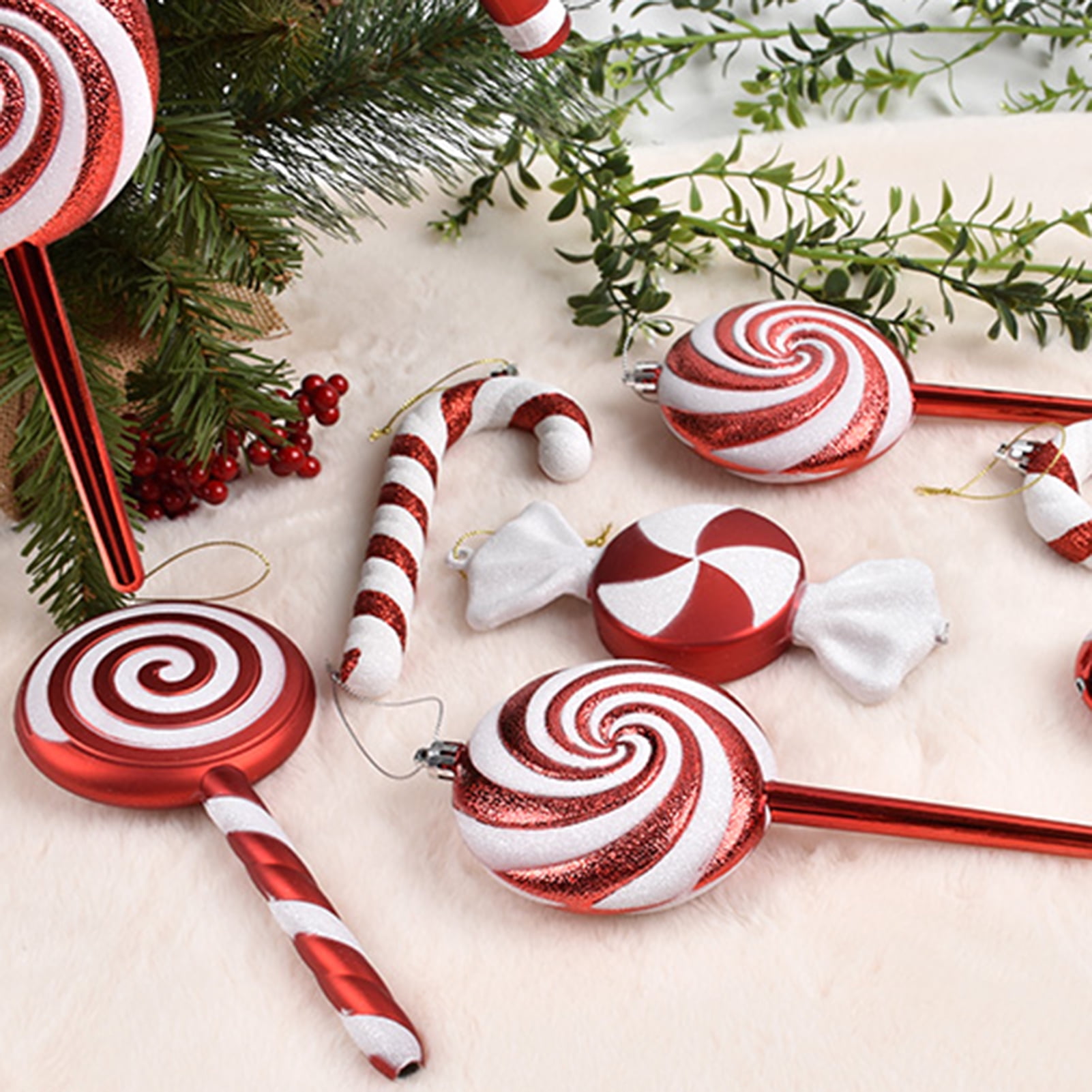 Travelwant 5Pcs/Set Christmas Candy Lollipop Ornament Set Vibrant Red ...