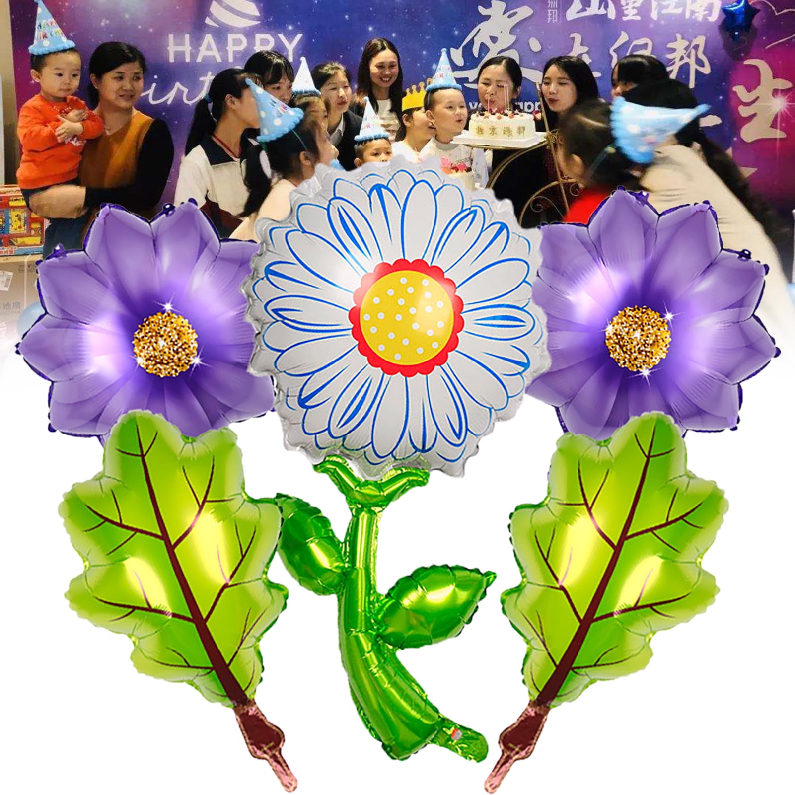 Travelwant 5Pcs/Set Colorful Foil Flower Balloon Spring Summer Floral ...