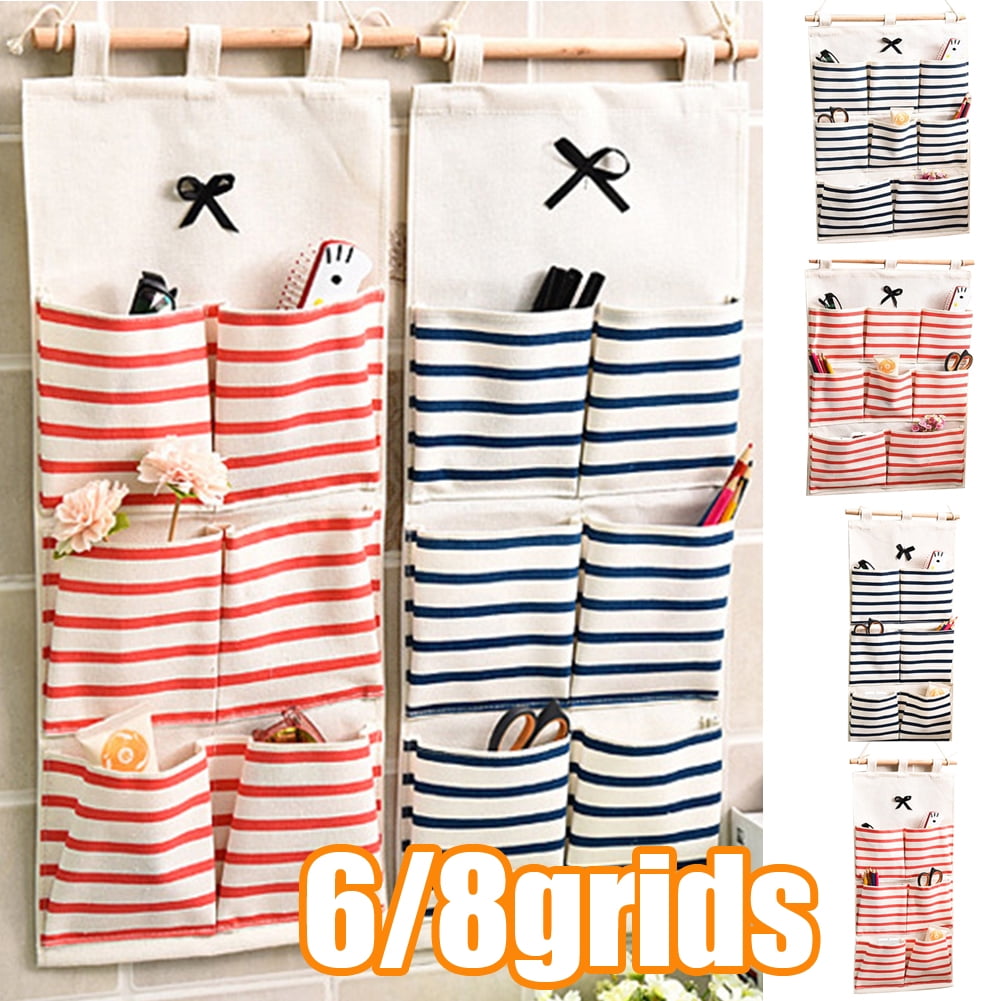 Travelwant 6/8 Pockets Wall Closet Hanging Storage Bag, Premium Linen ...