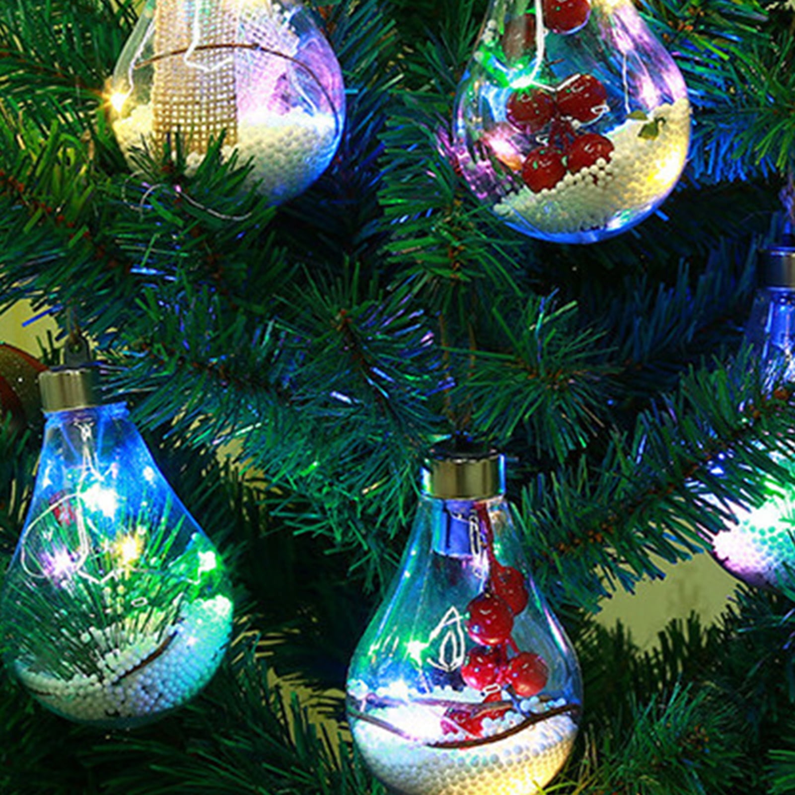 Travelwant 6Pcs LED Christmas Ball Set Xmas Tree Light up Hanging ...