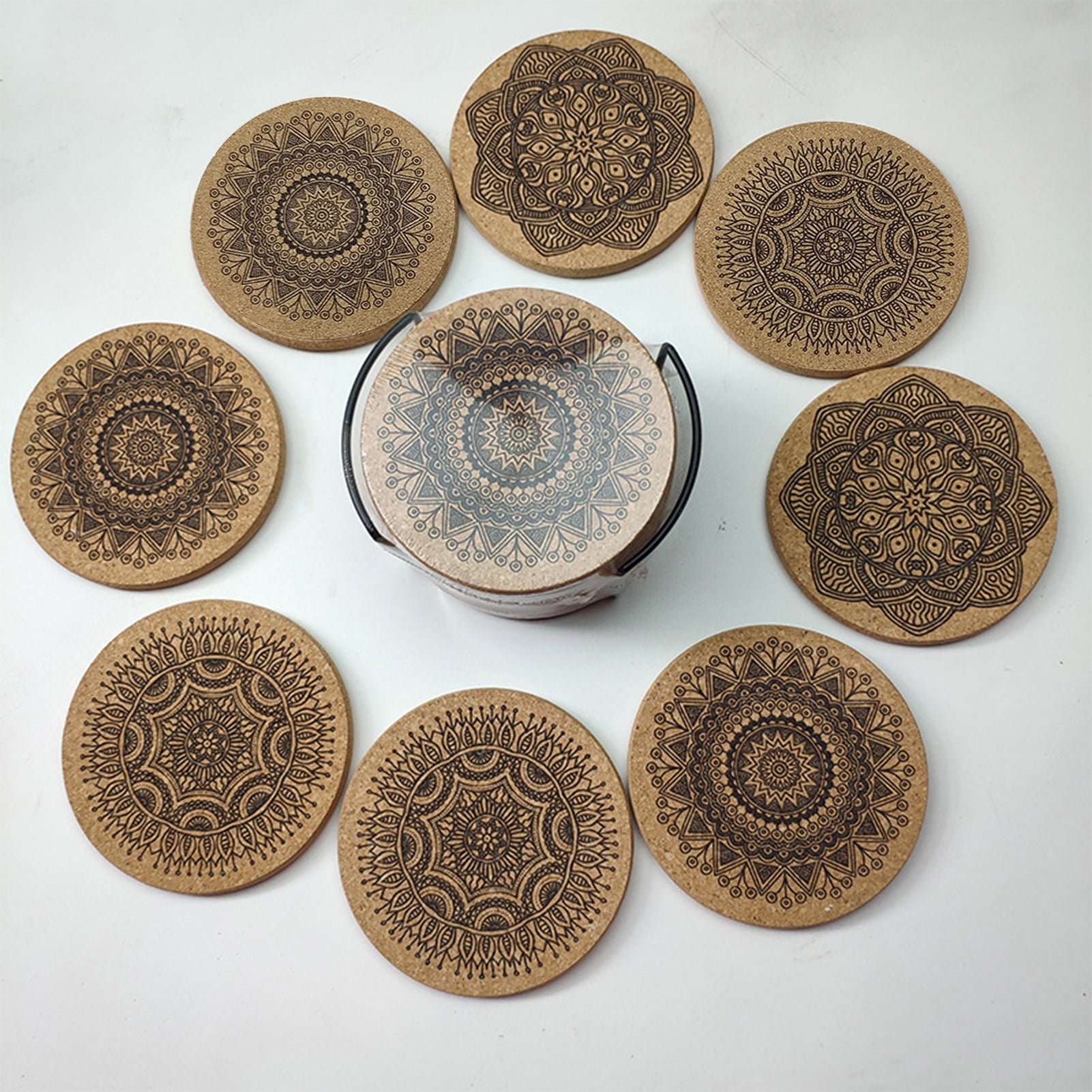 Travelwant 6Pcs Bulk Set Cork Coasters for Drinks, Cute & Large Round ...