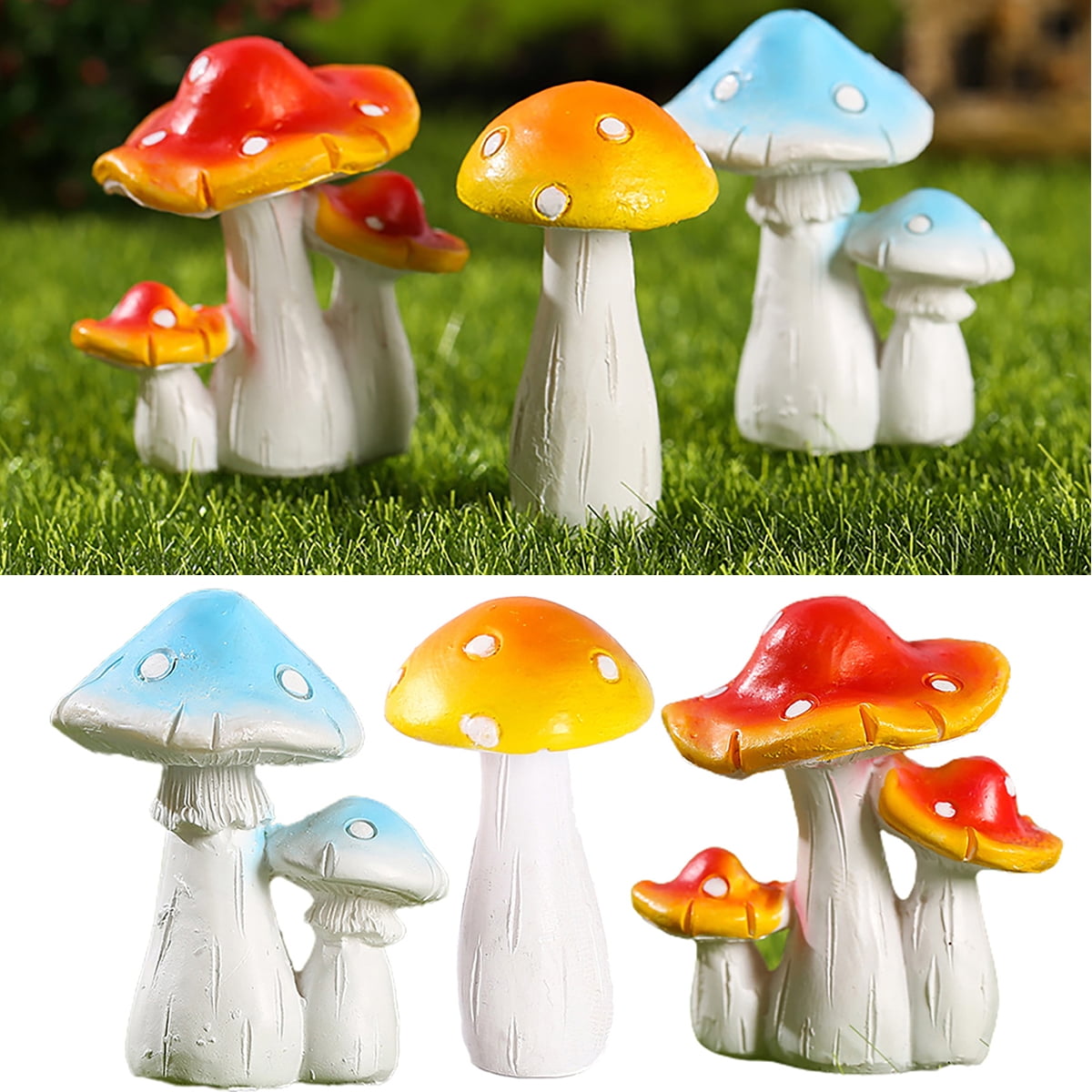 acdanc 3Packs Resin Mushroom Garden Statues for Outdoor Patio Backyard ...