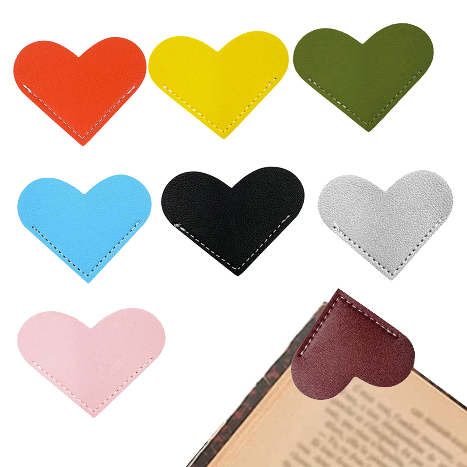 Travelwant 8Pcs Leather Heart Bookmark Page Corner Book Marker Handmade ...