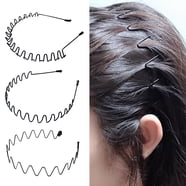TSV 6Pcs Men's Metal Wavy Spring Hair Bands, Elastic Headbands for ...