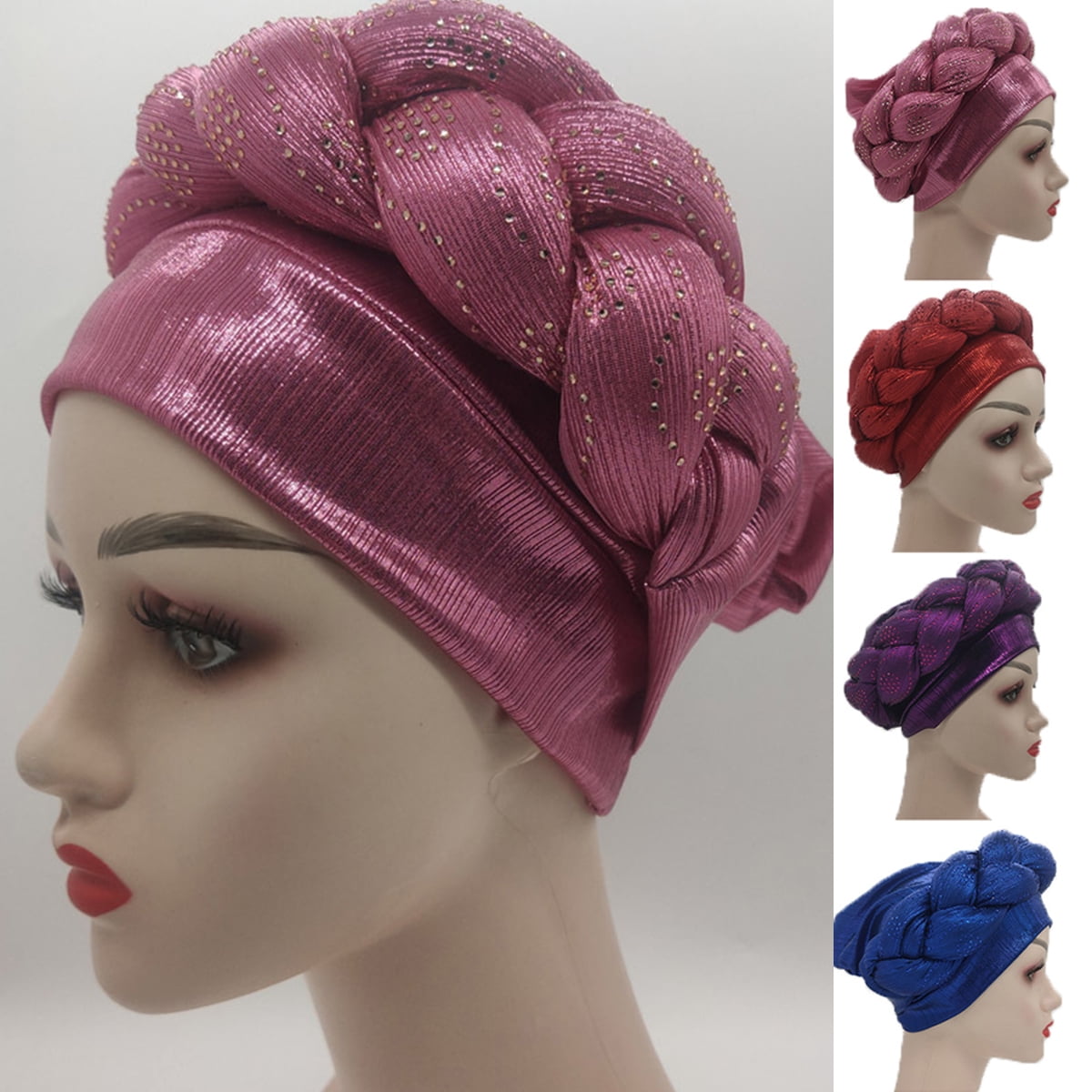 Travelwant African Women Turban Cap Head Wrap Knot Pre-Tied Bonnet ...