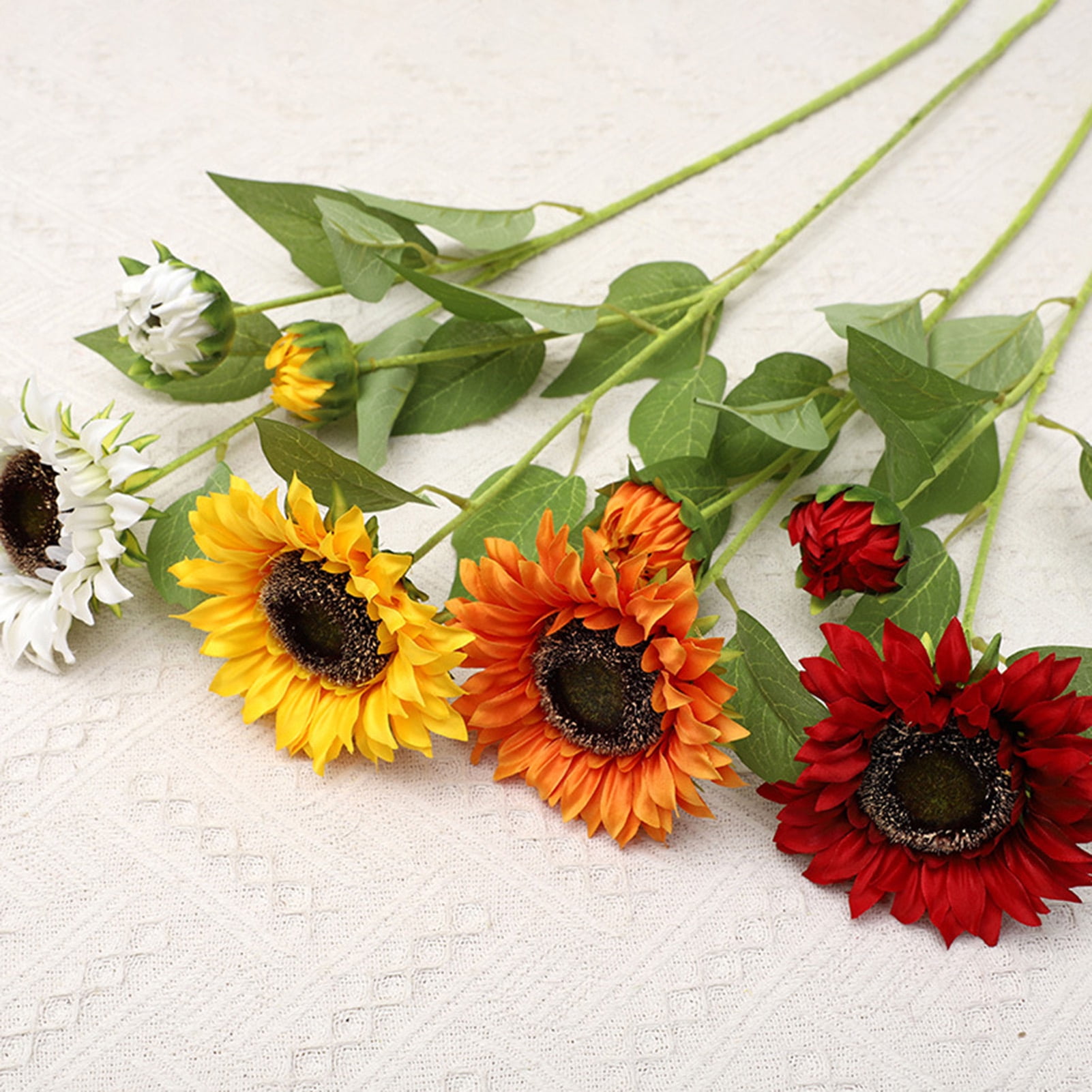 Travelwant Artificial Sunflower Flowers Long Stem Silk Fake Sunflowers ...