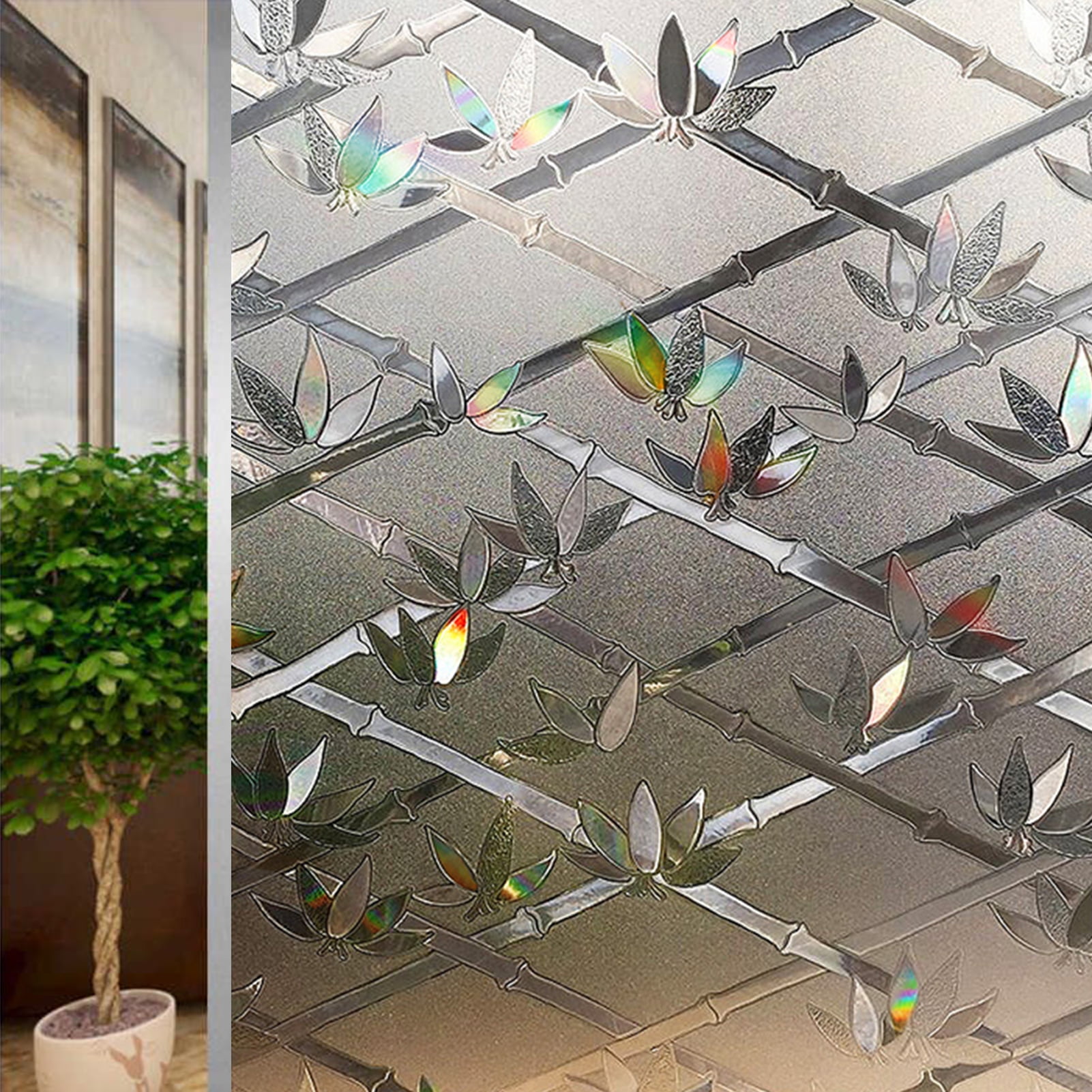 Travelwant Bamboo Window Film Stained Glass Film Frosted Privacy Window ...