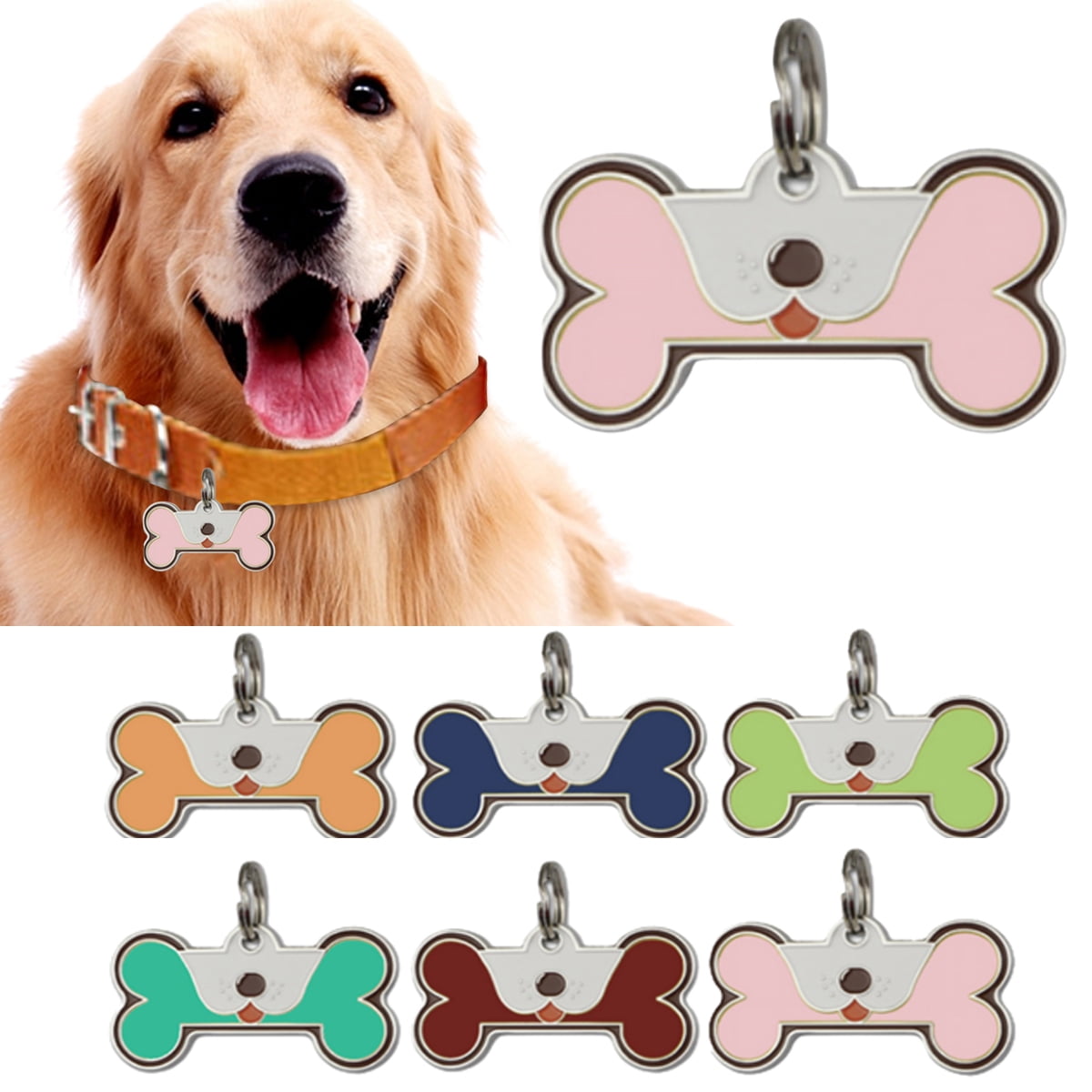 Travelwant Bone Shape Pet ID ，Double Sided Tag Dog Cat Pet ID Tag Bone ...