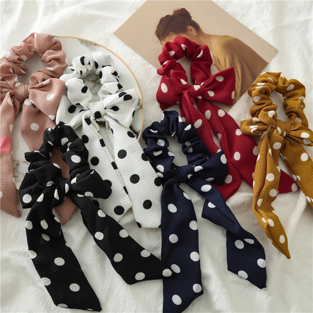 Travelwant Bow Hair Scrunchies Rabbit Bunny Ear Scrunchies Silk Bow ...