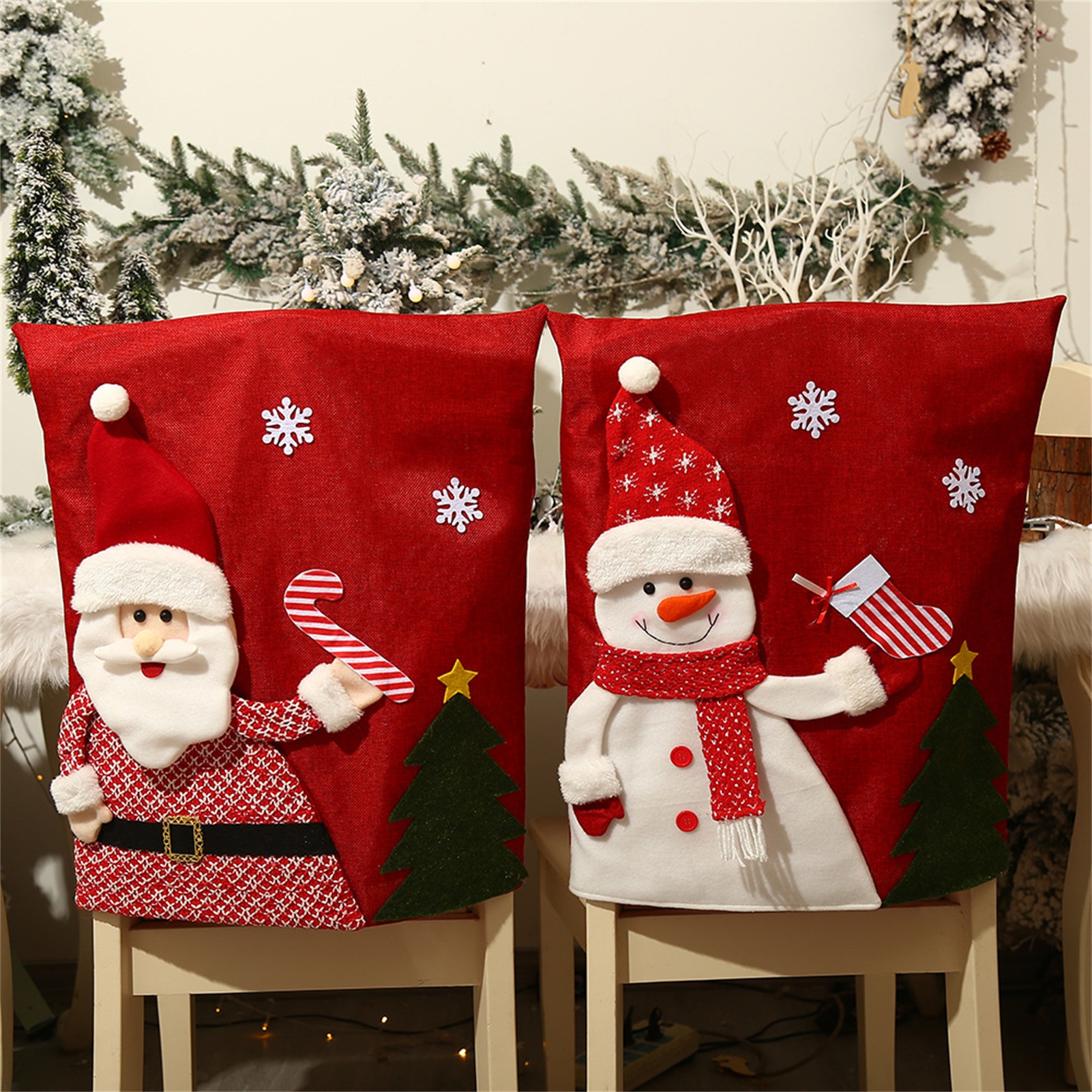 Travelwant Christmas Chair Back Cover for Dining Room, Santa Claus ...