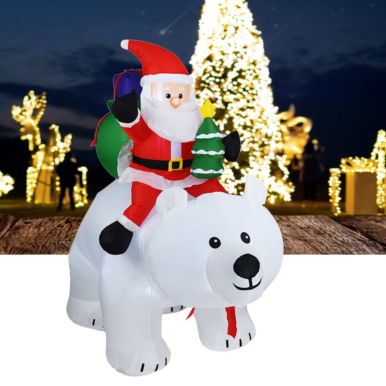 Travelwant Christmas Inflatables Outdoor Santa Clause Riding The Polar ...