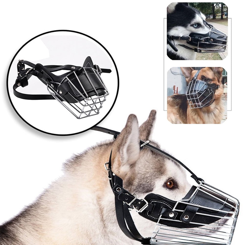 Travelwant Chrome Metal Dog Wire Basket Muzzle Reinforced Cage - Muzzle ...
