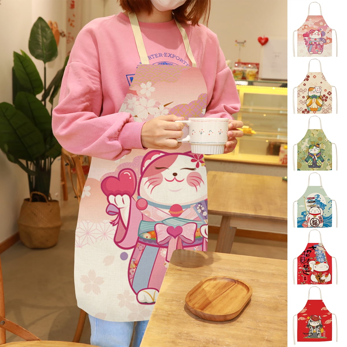 Travelwant Cute Cat Apron,Unique Cats Design Bib Apron with Adjustable ...