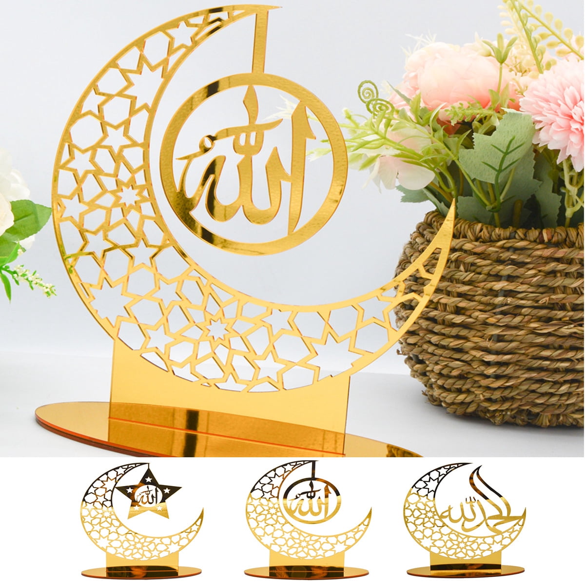 Travelwant Eid Mubarak Desktop Decoration, Gold Moon Eid Mubarak ...
